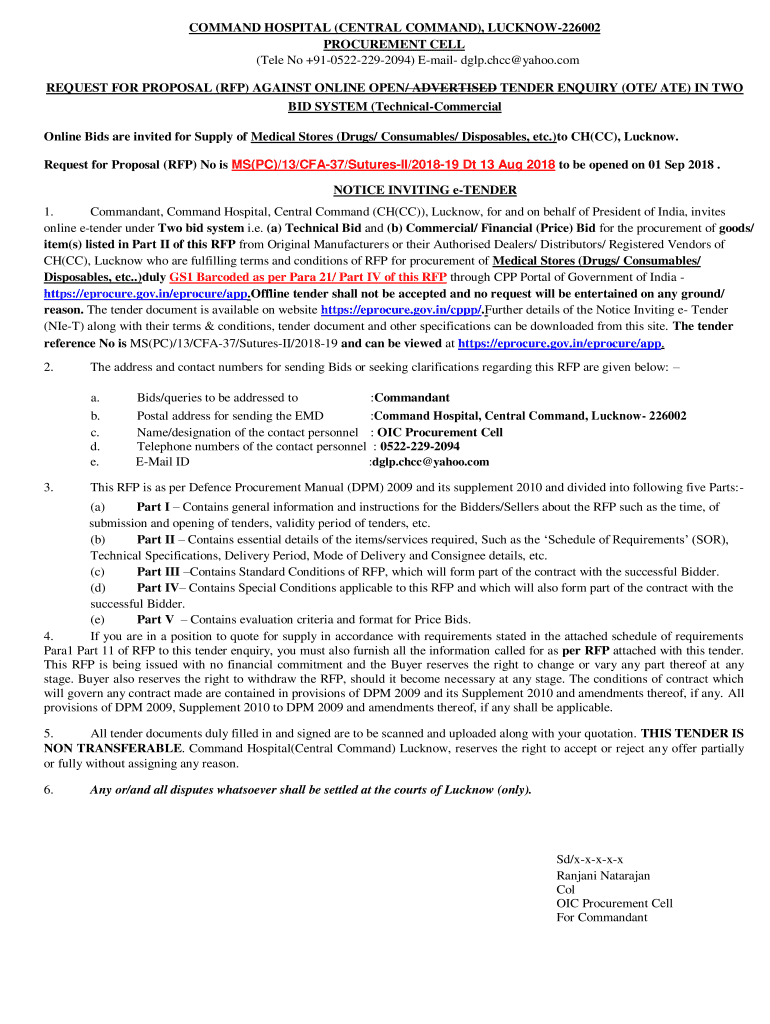 Fillable Online COMMAND HOSPITAL (CENTRAL COMMAND), LUCKNOW-226002 Fax ...