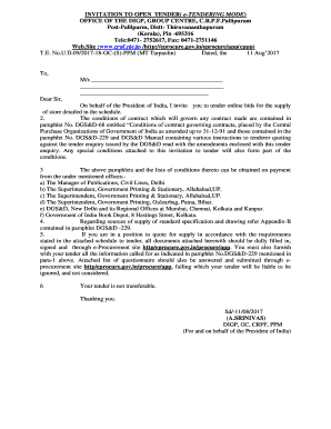 Fillable Online INVITATION TO OPEN TENDER( e-TENDERING MODE) - CRPF Fax Email Print - pdfFiller