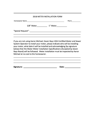 Fillable Online 2018 METER INSTALLATION FORM Fax Email Print - pdfFiller