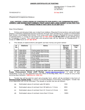 Fillable Online UNDER CERTIFICATE OF POSTING Headquarters 11 Corps ...