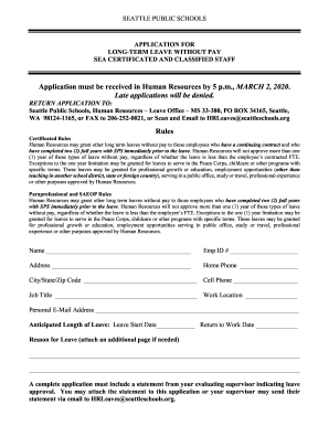 Fillable Online Application for Long-Term Leave without Pay SEA ...