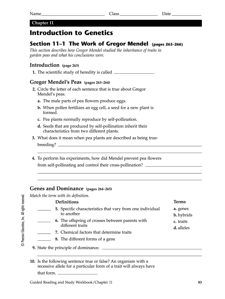 Gregor Mendel Worksheets