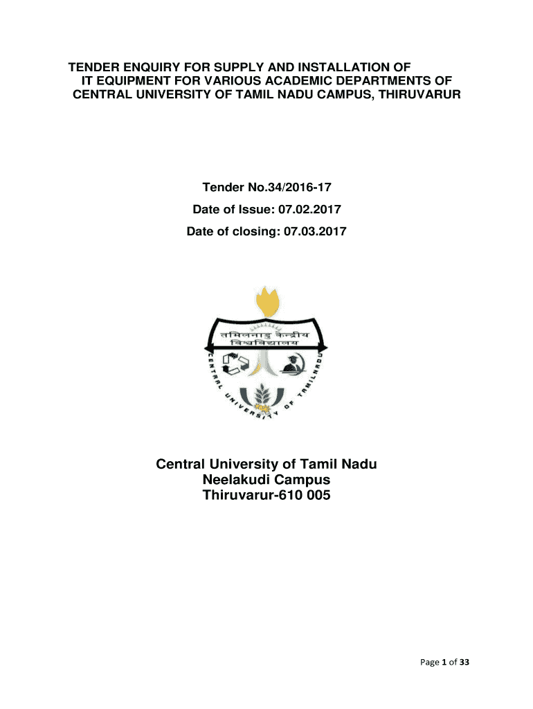 Fillable Online Central University of Tamil Nadu Neelakudi Campus ... Fax Email Print - pdfFiller