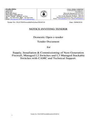 Fillable Online NOTICE INVITING TENDER Domestic Open e-tender Tender ...