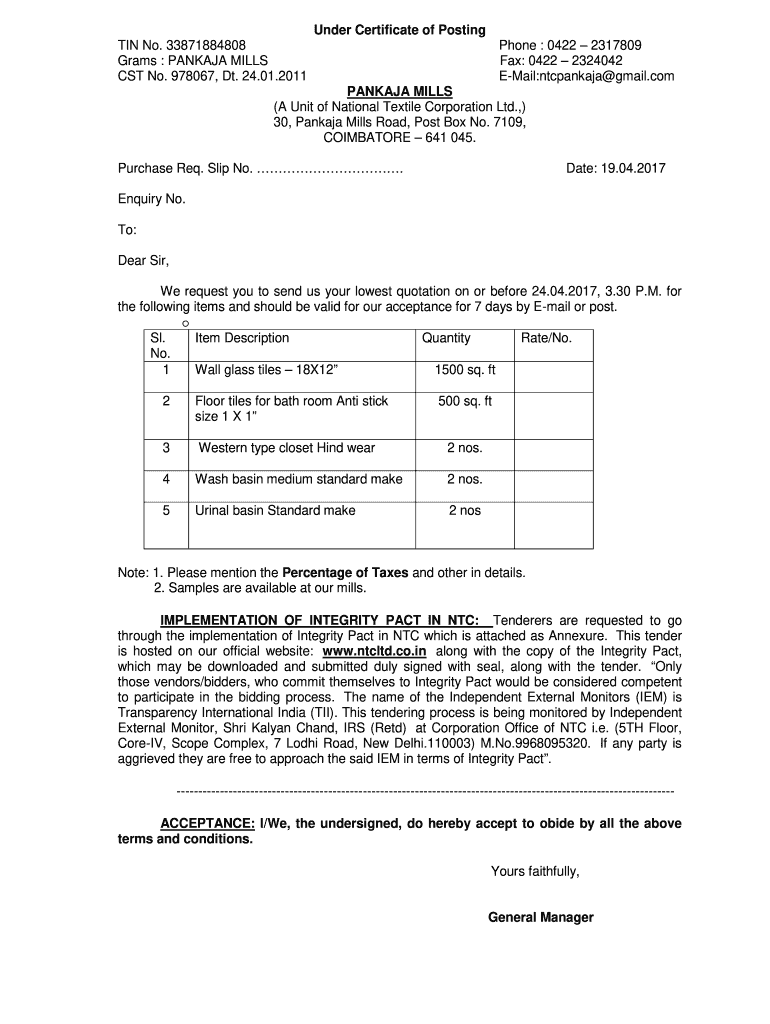 Fillable Online Under Certificate of Posting TIN No. 33871884808 Phone ...
