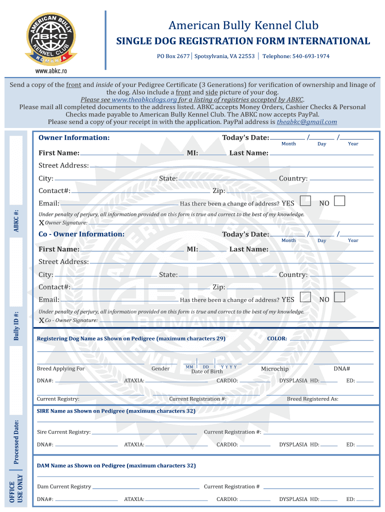 Fillable Online Certified Pedigrees: Document Your Dog's Purebred ...