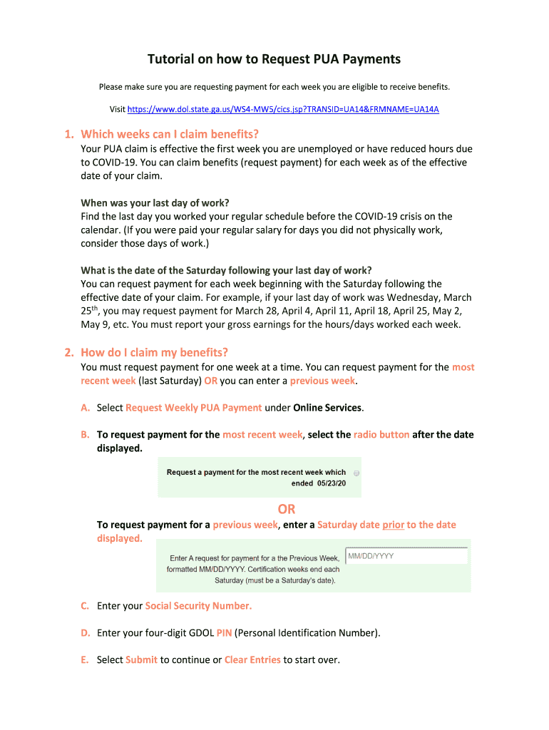Fillable Online Tutorial on how to Request PUA Payments OR Fax Email Print - pdfFiller