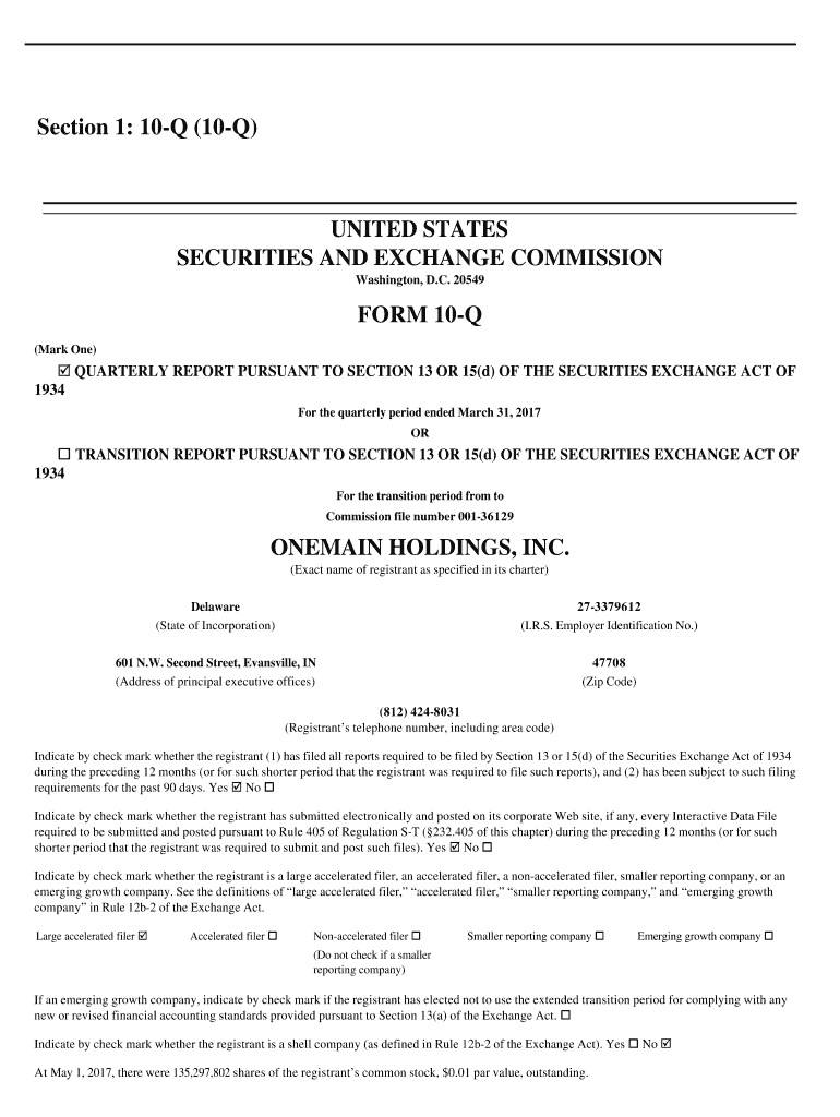 Fillable Online Section 1: 10-Q (10-Q) UNITED STATES ... - OneMain ...