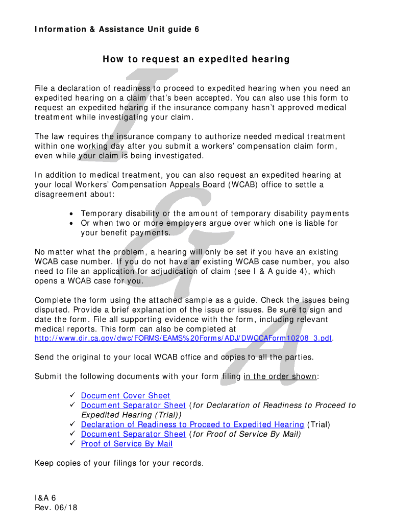Fillable Online Guide 6 - How to request an expedited hearing Fax Email ...