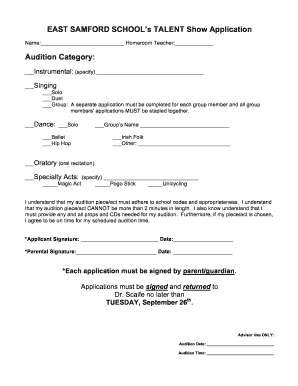 Talent Show Application | pdfFiller