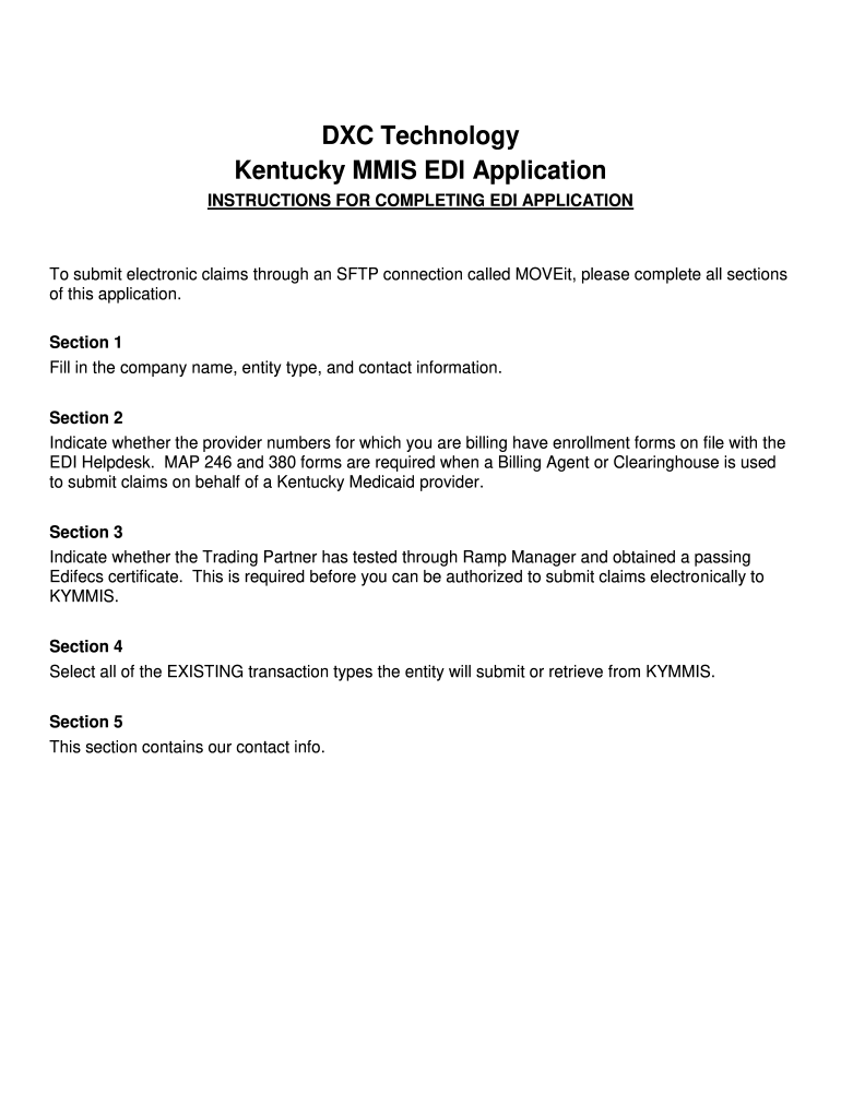Fillable Online Kentucky MMIS EDI Application Fax Email Print - pdfFiller