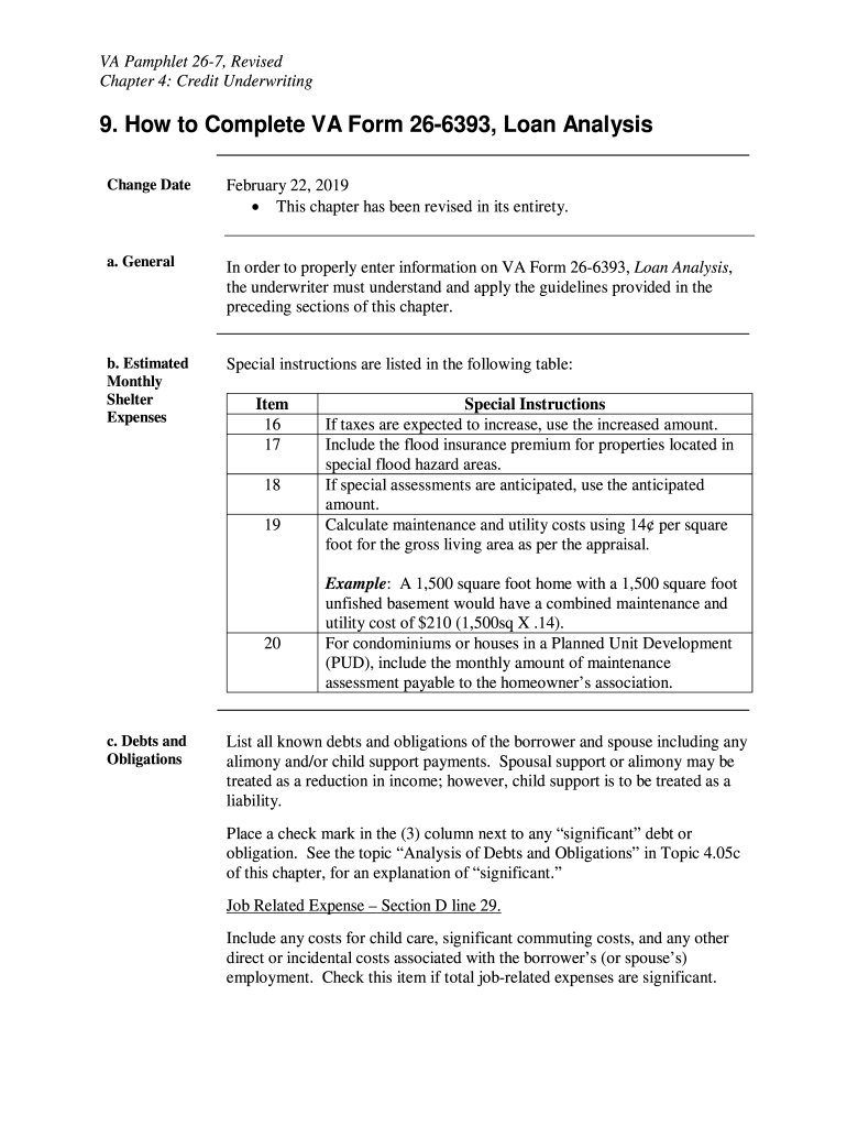 Fillable Online Loan Analysis How to completeVAForm 26-6393 Fax Email ...