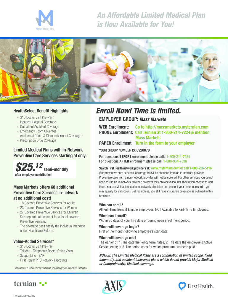 Fillable Online An Affordable Limited Medical Plan is Now Available for ...