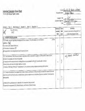 Fillable Online Individual Evaluation Score Sheet Fax Email Print ...