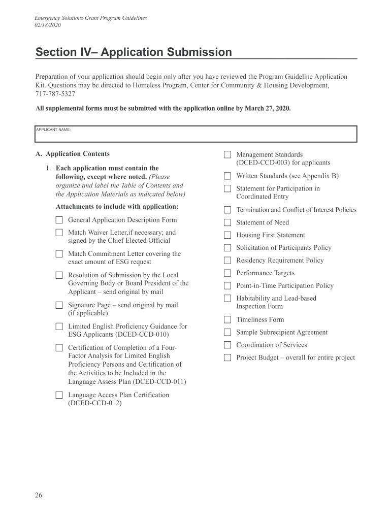 Fillable Online Emergency Solutions Grant (ESG) Guidelines 2020 ...