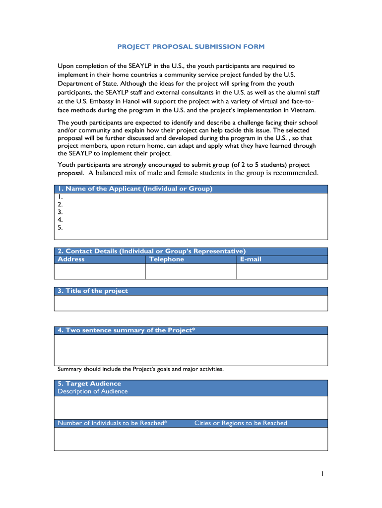 Fillable Online ALUMNI PROJECT PROPOSAL SUBMISSION FORM Fax Email Print ...
