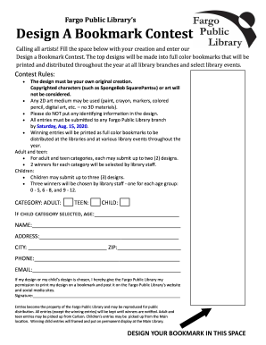 Fillable Online Design A Bookmark Contest Fax Email Print - pdfFiller