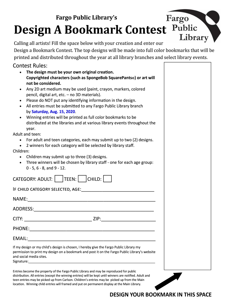 Fillable Online Design A Bookmark Contest Fax Email Print - pdfFiller