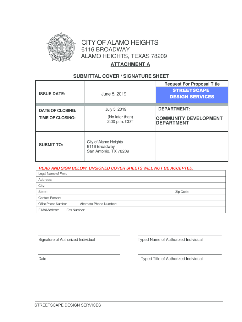 Fillable Online CITY OF ALAMO HEIGHTS REQUEST FOR QUALIFICATIONS (RFQ ... Fax Email Print ...