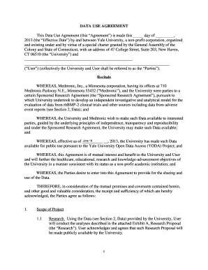 Fillable Online This Data Use Agreement (this Agreement) is made this ...