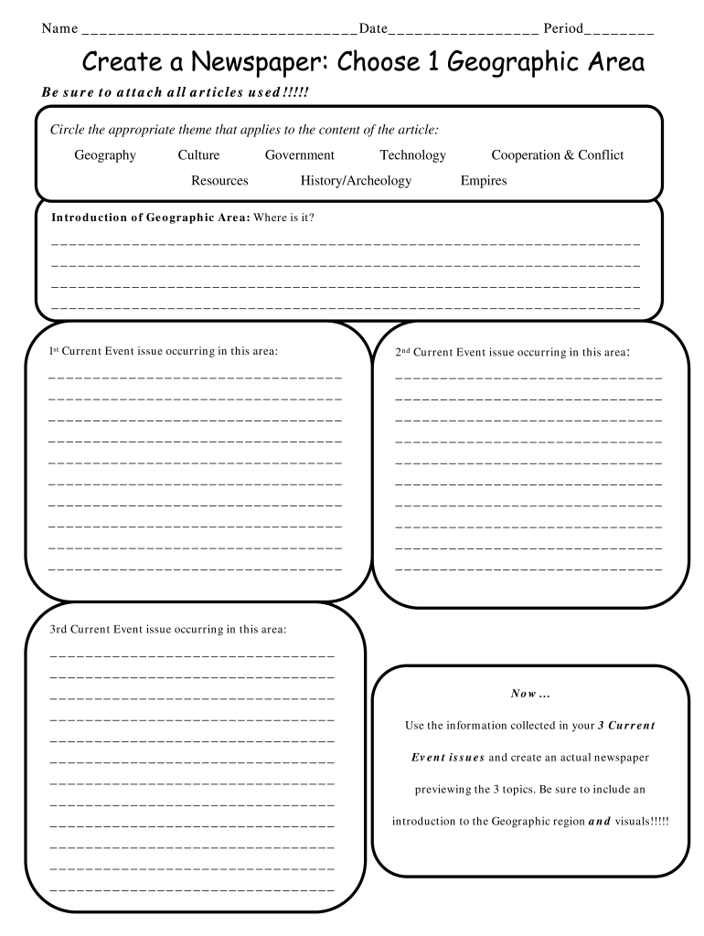 Fillable Online Create a Newspaper: Choose 1 Geographic Area Fax Email Print - pdfFiller