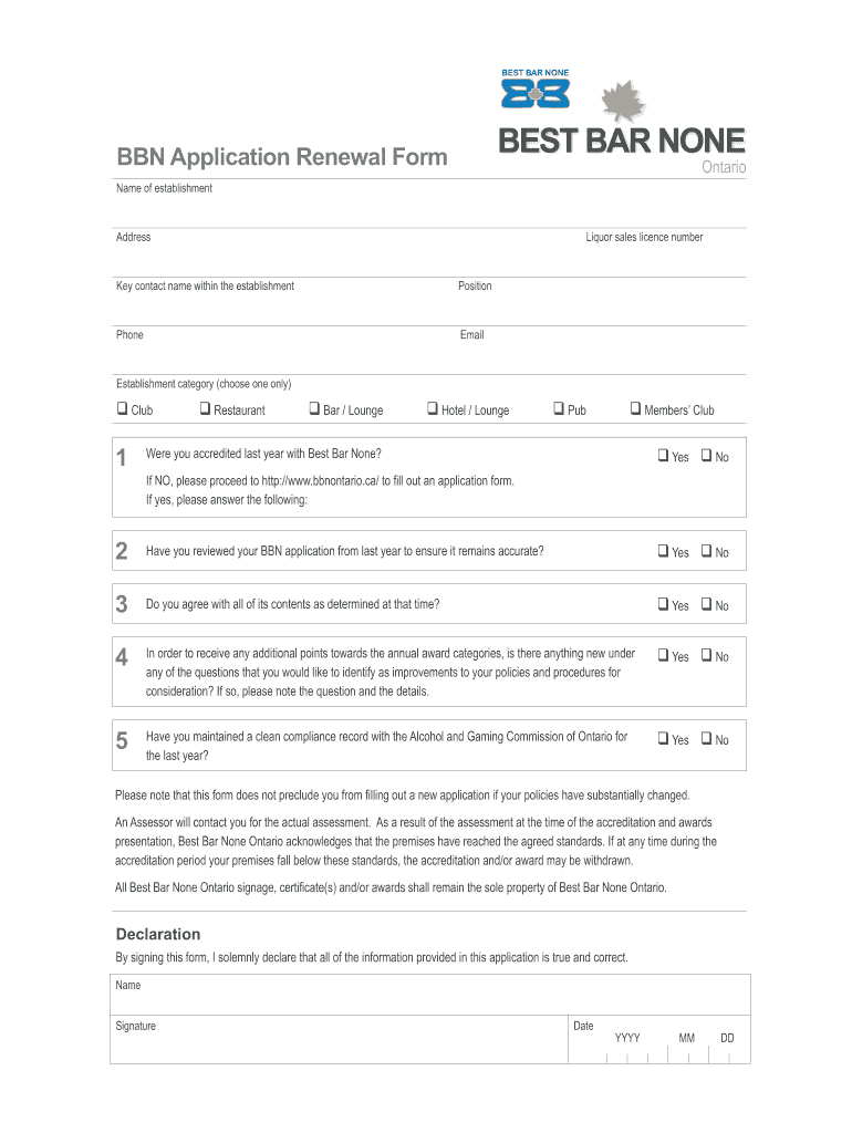 Fillable Online BBN Application Renewal Form Fax Email Print - pdfFiller