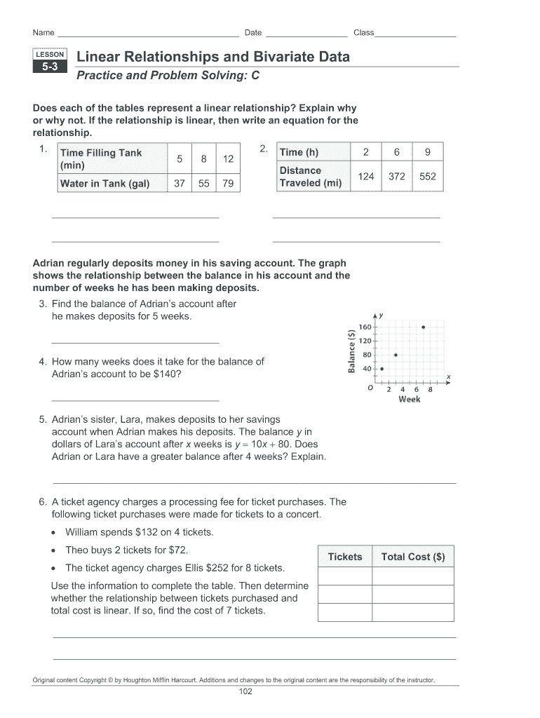 Fillable Online Linear Relationships and Bivariate Data - Mr. Cheng's ...
