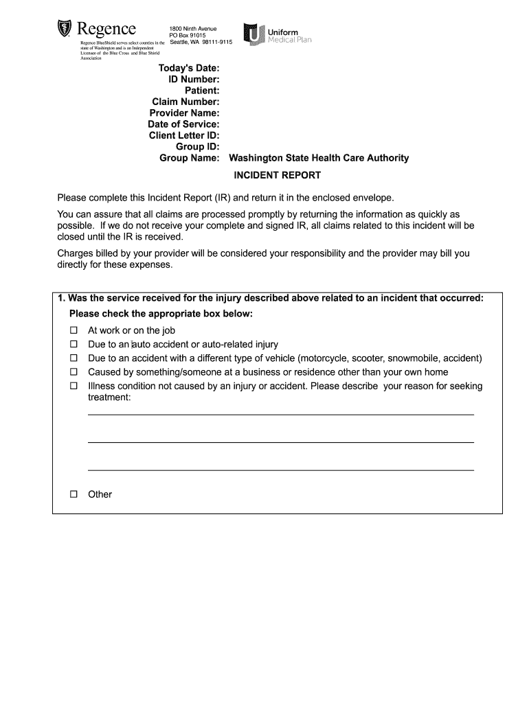 Fillable Online Regence Blueshield Joins Washington State's Public ...