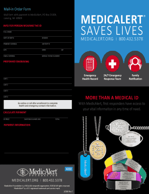 Fillable Online MedicAlert Application Form - MedicAlert.ca Fax Email ...