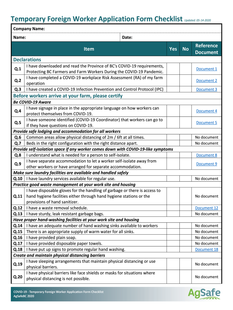 Temporary Foreign Worker Program Checklist - Fill Online, Printable ...