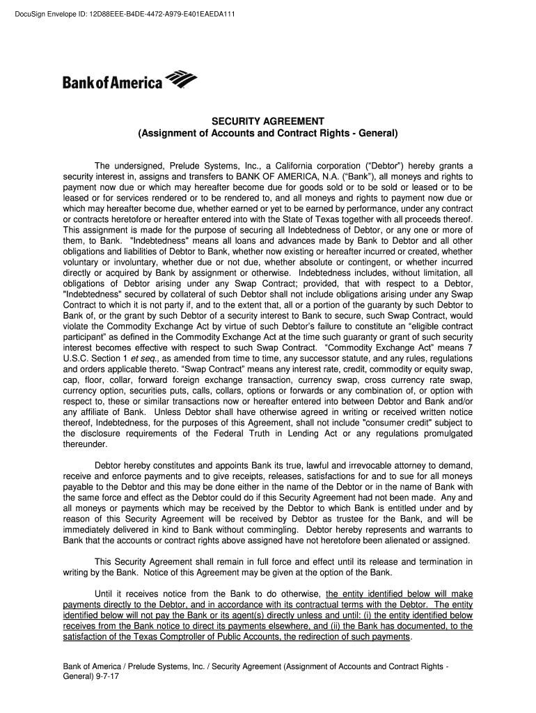 Fillable Online DIR-TSO-3522 Appendix D Security Agreement PDF Fax ...