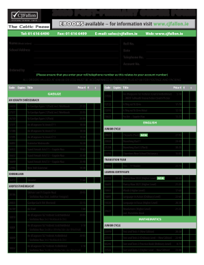 Fillable Online 2020 post-primary order form - CJ Fallon Fax Email ...