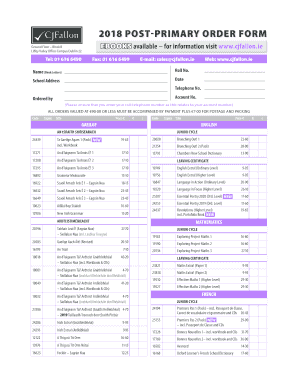 Fillable Online 2018 postprimary order form - CJ Fallon Fax Email Print ...