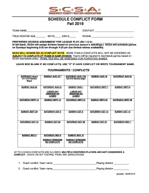 Fillable Online SCHEDULE CONFLICT FORM Fax Email Print - pdfFiller