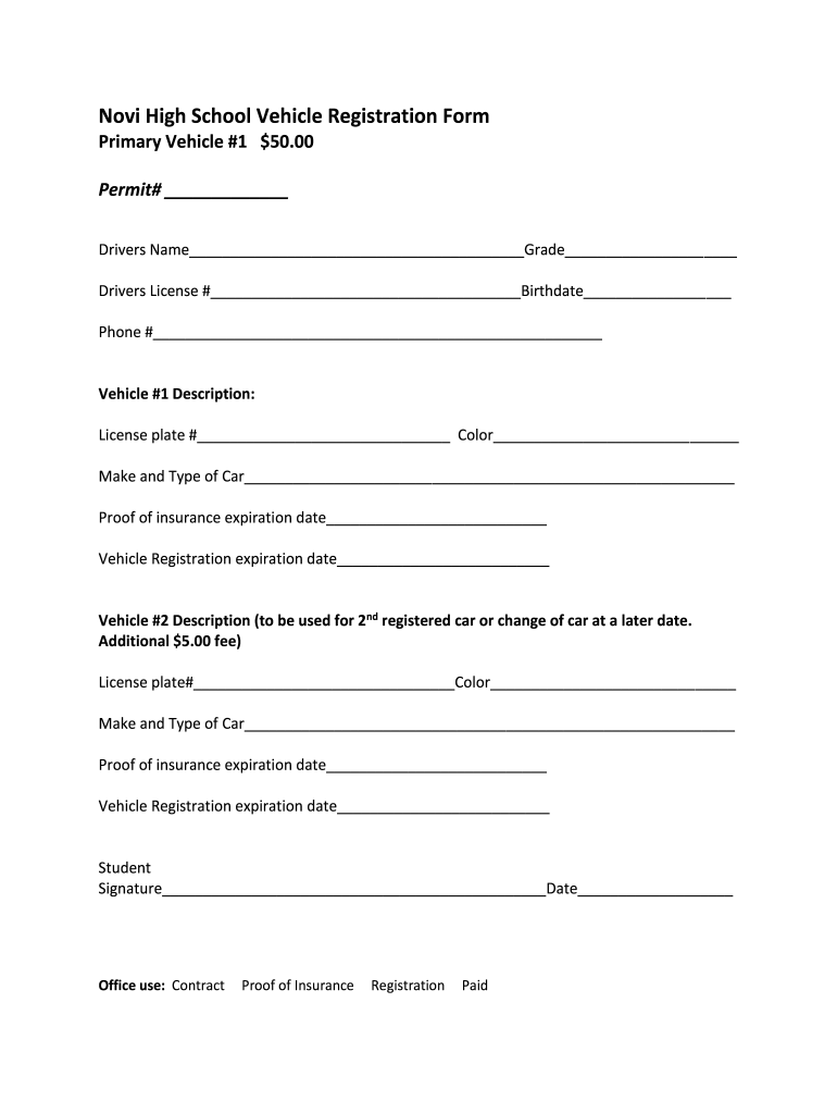 Fillable Online NHS Vehicle Registration Form Fax Email Print - pdfFiller