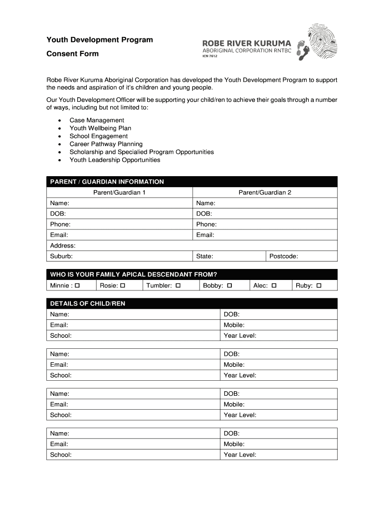 Fillable Online Robe River Kuruma Aboriginal Corporation has developed the Youth Development ...