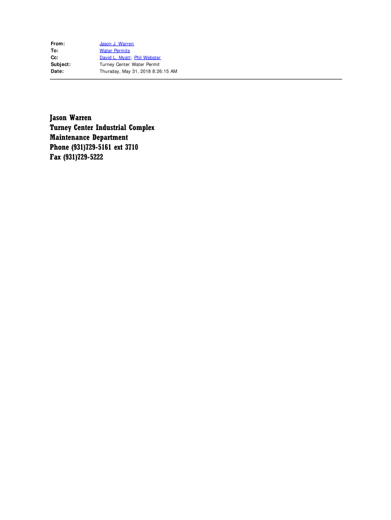 Fillable Online Jason Warren Turney Center Industrial Complex ...