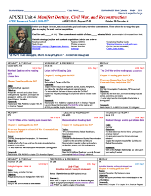 Fillable Online APUSH Unit 4 Manifest Destiny, Civil War, and ...