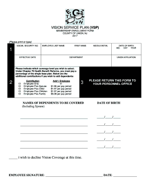 Fillable Online SEIU Local 721 Benefits Trust Fund VSP Enrollment ...