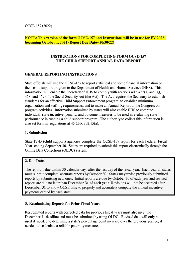 Fillable Online FORM 157 - THE CHILD SUPPORT ANNUAL DATA REPORT Fax ...