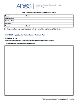 Fillable Online Data Access and Sample Request Form - ADCS Fax Email ...