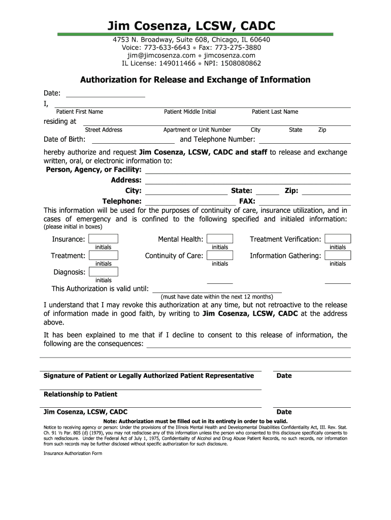 Fillable Online 2013 11 Insurance Authorization Form Fax Email Print ...