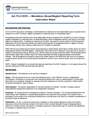 Fillable Online Mandatory Abuse/Neglect Reporting Form Instruction ...