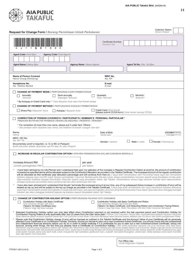 Fillable Online Fillable Online Change of Address Form / Borang ...