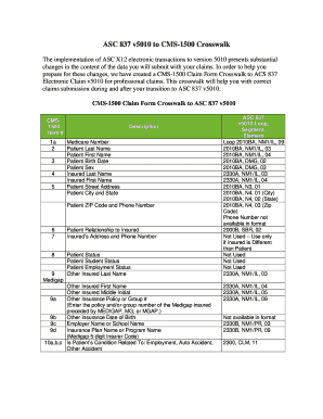 Fillable Online ANSI 837 v5010 to CMS-1500 Crosswalk - Prime Clinical ...