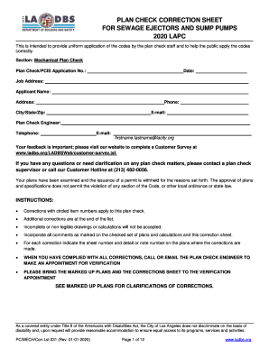 Fillable Online Plan Check Correction Sheet for Sewage Ejectors and ...