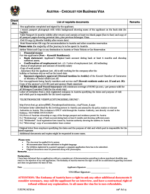 Fillable Online Austria Visa Application Requirements ...