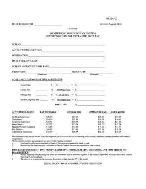 Fillable Online Extra Employee Pay Form 2018-2019.doc Fax Email Print ...
