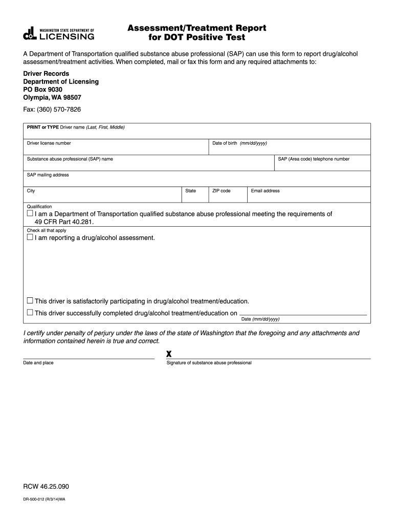 Fillable Online Fillable Online dol wa Assessment/Treatment Report for ...