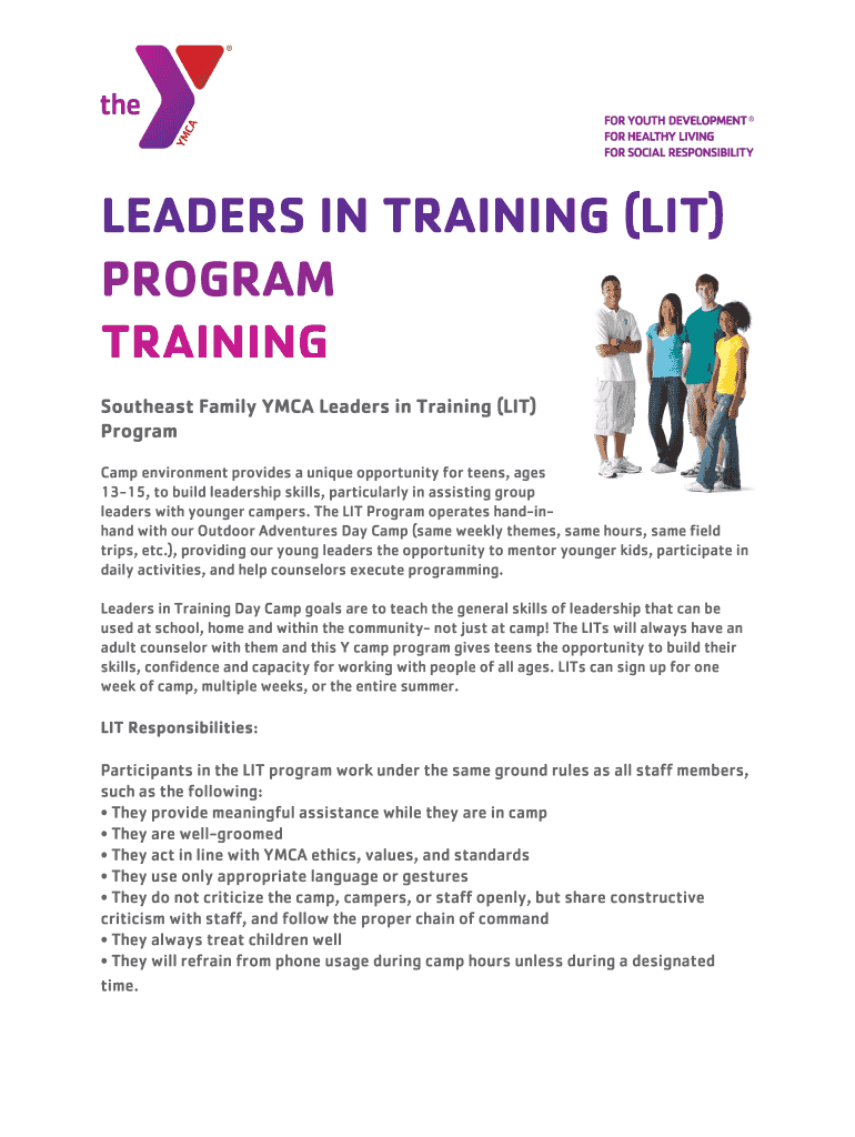 Fillable Online Leaders In Training (lit)YMCA of Greater Louisville Fax ...